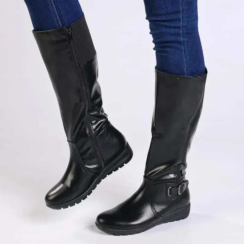 Franco Rossi Ladies Long Back Elastic Boot - Black | Shoe Box Online Store