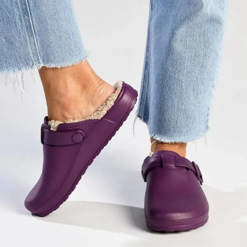 Soft Style by Hush Puppies Desi Fur Slip On - Purple | Shoe Box Online ...