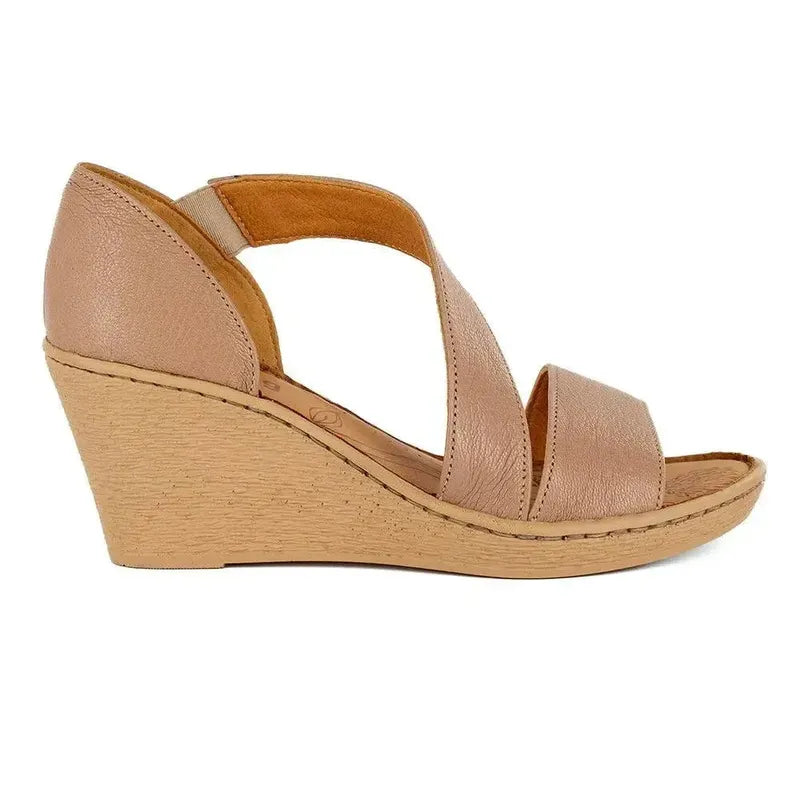 Tsonga Nompempe Leather Wedge Sandal - Timber | Shoe Box Online Store
